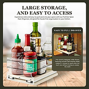 Vertical Spice - 6x1x11 DCP - Heavy Duty Storage Organizer Drawer for Cabinets and Pantries - Size: 6.9" Width x 5.0" Height x 10.6" Depth - Partially Assembled - MADE IN USA