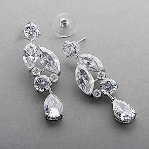 Mariell Bridal and Wedding Large Statement Earring, Bold Size Cubic Zirconia Crystal Jewelry for Brides, Pageant, Prom and Mother of the Bride