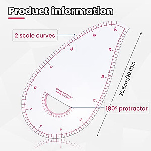 Armhole Ruler, French Curve Ruler for Pattern Making,Sewing Pattern Armhole Ruler,Curve Ruler for Sewing French Curve Rulers Ruler for Clothing Designer,Great for Sewing, Painting,and DIY Craft,Pink