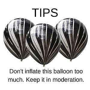 Marble Black and White Silver Party Set, 12 Inches 50 Pcs for Holiday Decoration Birthday Party Wedding Graduation Anniversary Bridal and Baby Latex Balloons