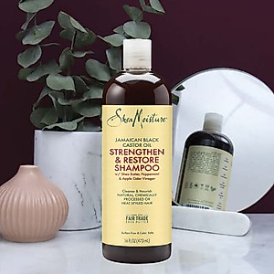 Shea Moisture Shampoo and Conditioner Set, Jamaican Black Castor Oil Strengthen & Restore, 16 Fl Oz Shampoo & 13 Fl Oz Conditioner, Shea Butter, Peppermint & Apple Cider Vinegar, Sulfate Free 