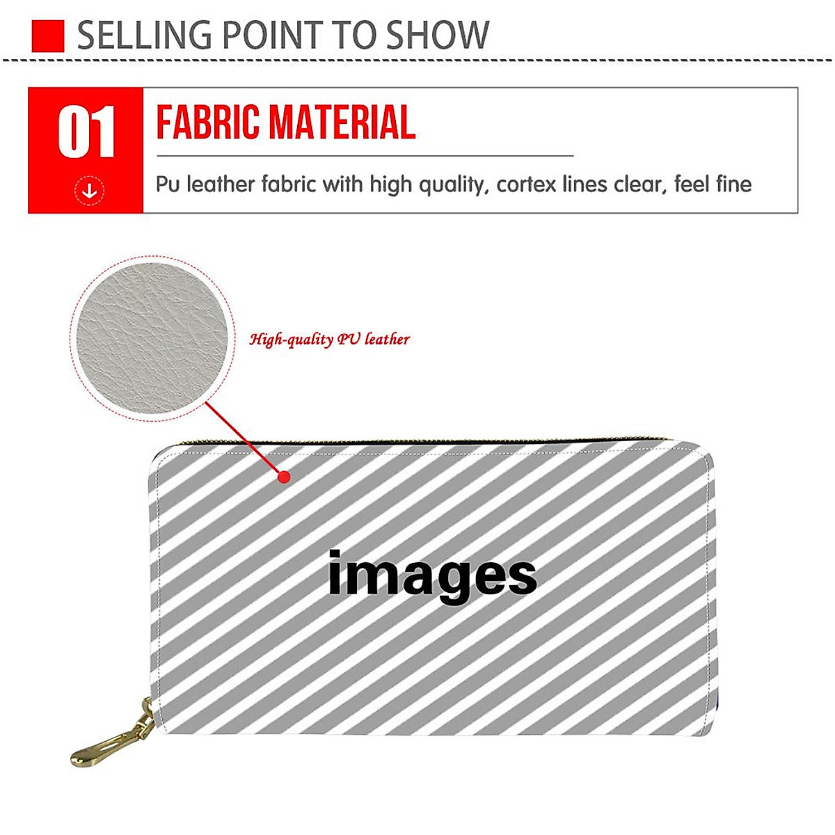 HUGS IDEA Custom Around Zipper Wallet PU Leather Long Purse Clutch for Women Girls