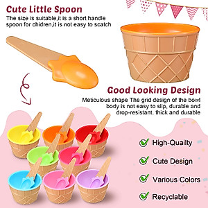 Plastic Ice Cream Bowls & Spoons Set - 32 Pack for Summer Parties