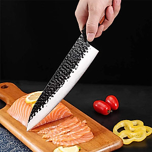 8- inches professional knife, very hard and sharp, blade, 9CR18MOV coated steel, comfortable octagonal handle. Suitable for family, friends and relatives as a gift.