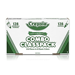 Crayola Crayons and Washable Markers Classpack, 256 Ct, Bulk School Supplies for Teachers, Elementary and Preschool