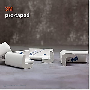 RovingCove Slim-Fit Corner Protector for Baby Proofing (8 Small Corners), Soft Rubber Foam Furniture Corner Bumper Guards, 3M Adhesive Pre-Taped, Oyster White