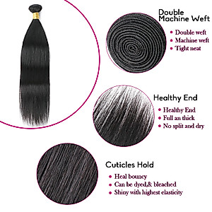 Viyaviya Human Hair Bundles Short Straight Virgin 100% Weave 100G/Pcs Extensions Natural Color Can Dye Brazilian Bundlesbrazilian Unprocessed 18 Inch For Women Remy Weft Black Bundle 10A Single Bundle