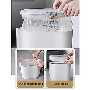 Huaqinglian 2.6 Gallon Automatic Touchless bothroom Trash can with Toiler Brusher- Motion Sensor Smart Garbage Can with lids-Slim Electric Wastebaskets for Bedroom/Living Room/Kitchen/Office (White)