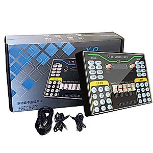 X9 Mini Audio Mixer Sound Card With Dsp Independent Reverb Chip, 48V Power Multiple Sound Effects For Live Streaming Studio Recording Karoke Singing For PC Or Mobile Phone…
