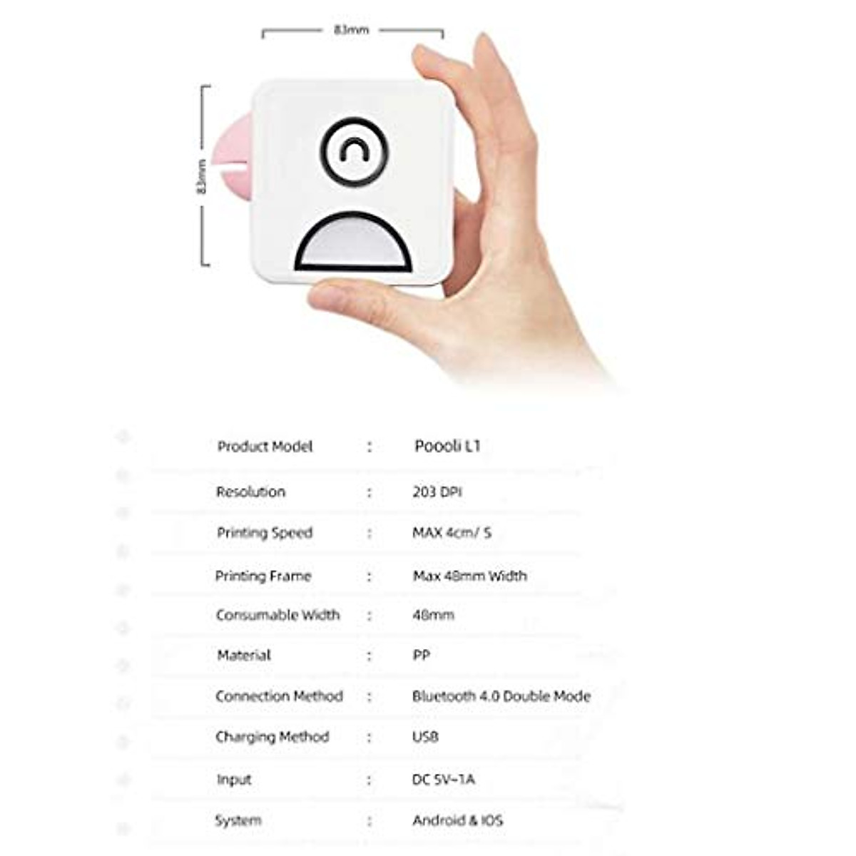 XXXDXDP Receipt Printer, Mini Blue-Tooth Thermal Photo Printer Pocket Note Receipt Printer (Color : D)