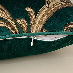 Alerfa 20 x 20 Inch Teal Luxury Velvet European Garden Style Floral Pattern Cushion Case Square Throw Pillow Cover Decorative Pillow for Couch Sofa Living Room Bedroom Car