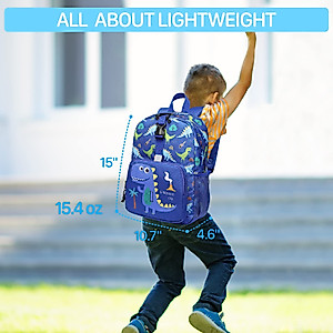 Bagseri Kids Clear Backpack Boys - 15 Inch Kids Backpacks for School Safe and Lightweight Spinal Protection Bookbag for Boys Clear Bookbag for Kids Aged 3 to 7, Black Dinosaur