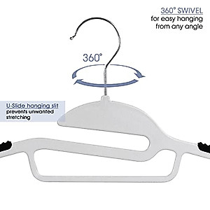 Elama Home 50 Piece Non Slip Hanger with U-Slide in White and Black