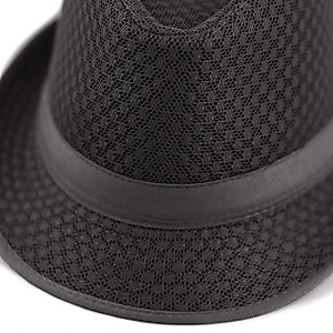 The Hat Depot Light Weight Classic Soft Cool Mesh Crushable Fedora hat (L/XL, Black)