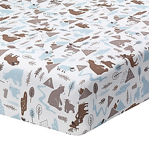 Lambs & Ivy Big Sky Blue/Brown Woodland Animals 4-Piece Baby Crib Bedding Set