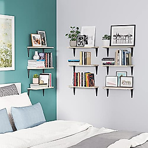 Wallniture Arras Floating Shelves for Wall Decor, Bookshelf Living Room Decor Kitchen Organization, Hallway & Office Decor Wall Shelves for Bedroom Natural Board Set of 9