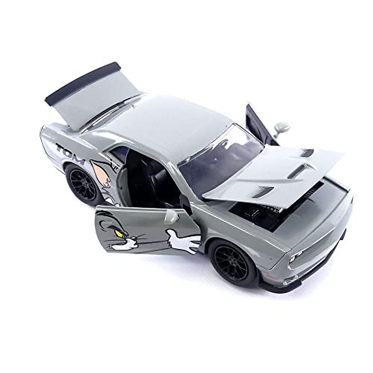 Jada Toys Tom and Jerry 1:24 2015 Dodge Challenger Hellcat Die-cast Car w/ 2.75" Jerry Figure, Toys for Kids and Adults