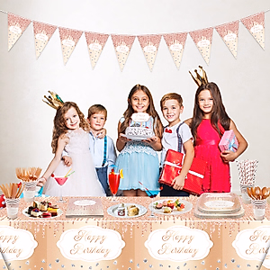Rose Gold Party Supplies, Rose Gold Birthday Party Decorations for Girls, Women, Includes Dinner Plate, Dessert Plates,Tableware, Rose Gold Tablecloth, Cups, Table Napkins, Flag, Serves 20 Guests
