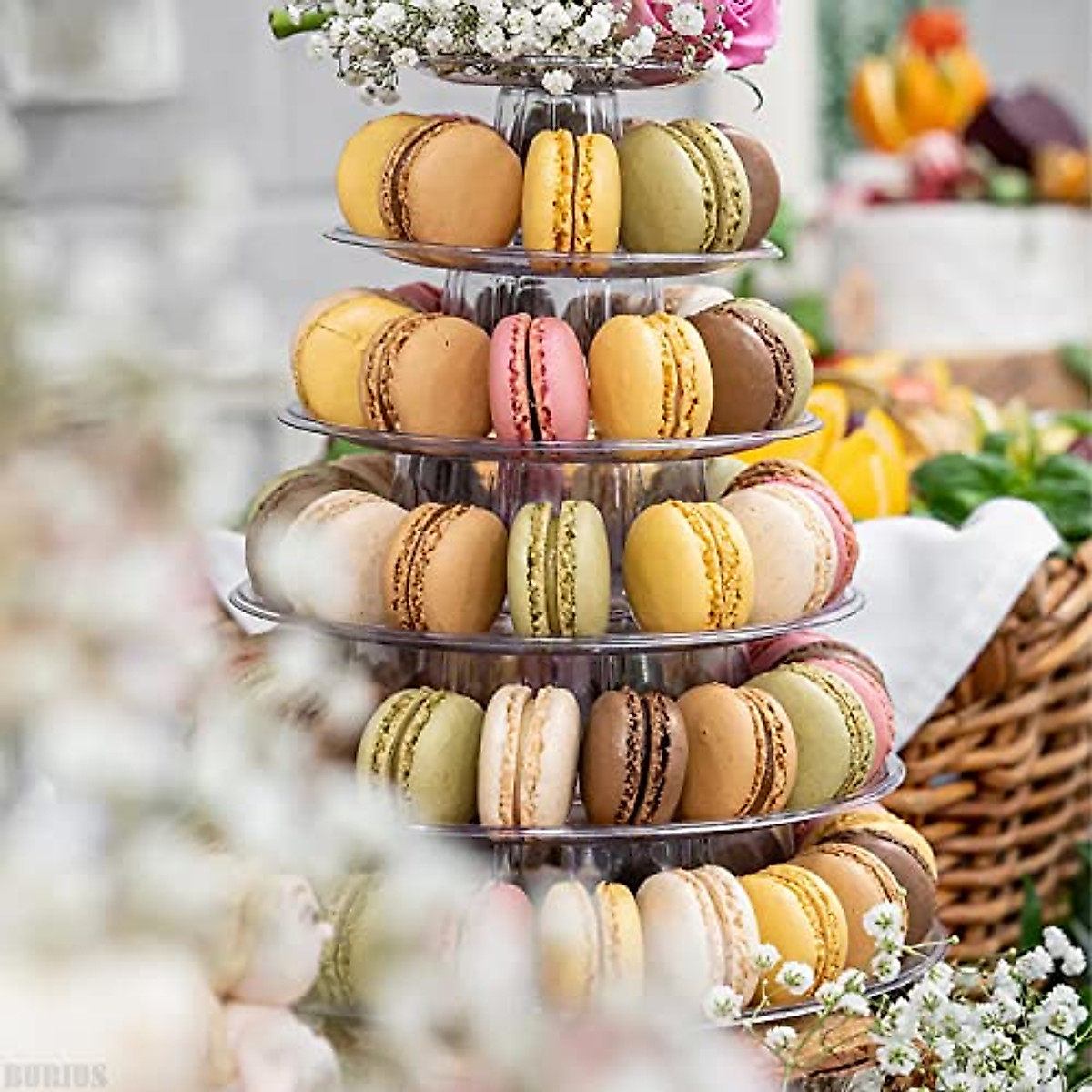 6 Tiered Tray Stand for Macarons - Round Cupcake Tower Stand Tea Party Decorations Cupcake Holder Dessert Table Display Set Donut Stand - Wedding Cake Stand Macarons and Cupcake Tower Party Supplies