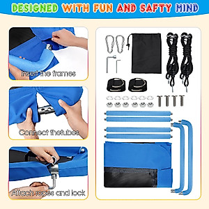 700lb Giant Platform Swing for Kids Adults with 2 Hanging Straps, Flying Saucer Tree Swing Set for Backyard Outdoor Indoor, Durable Steel Frame, Waterproof, Adjustable Swivel Ropes (Blue, Rectangle)