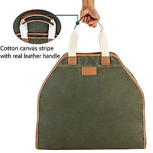 Canvas Log Carrier Bag,Waxed Durable Wood Tote,Fireplace Stove Accessories,Extra Large Firewood Holder with Handles for Camping