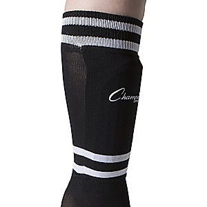 Champion Sports SL4B Youth Sock Style Soccer Shin Guards - Ages 4-6, Black, Small