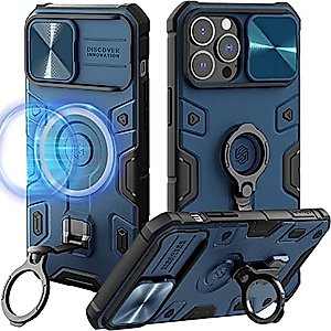 Nillkin [2022 Upgraded] iPhone 13 Pro Max Case [Compatible with MagSafe] [Slide Camera Cover] [Multifunctional Kickstand] Heavy Duty Protection Armor Case for iPhone 13 Pro Max 6.7'' Blue