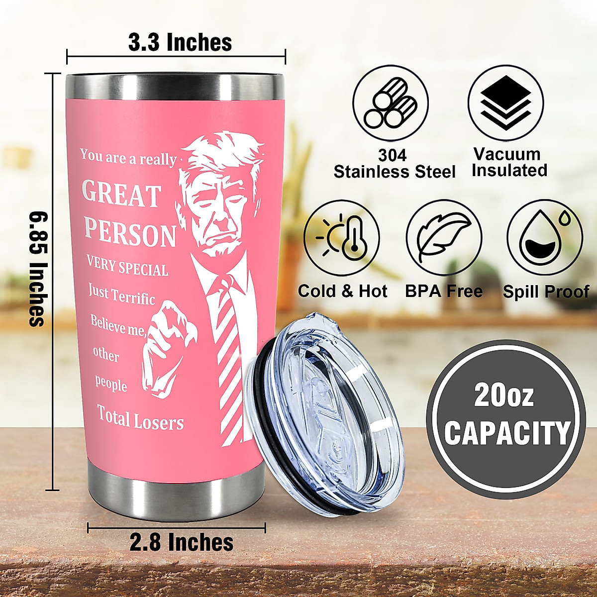 20oz Travel Coffee Mug, Sometimes You Forget You Are Awesome Coffee Tumbler, Thank You Gifts for Men Women, Inspirational Gifts, Stainless Steel Tumbler with Lid and Straw, 20 Oz Tumbler, Pink