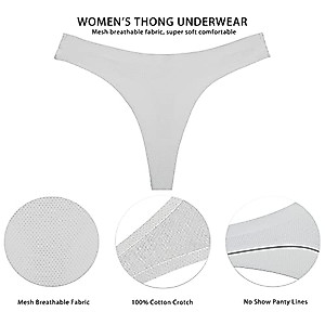 Jaywan Seamless Thongs Underwear for Women Breathable Stretch Thong Panties No Show Thong 6 Pack S-XL