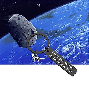 MYOSPARK Dinosaur Keychain I love You To The Cretaceous Back T-Rex Gift For Couple Dinosaur Lover (dinosaur keychain black)