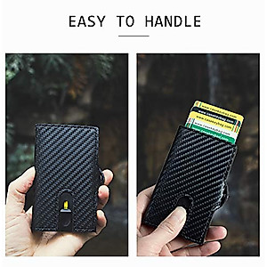 RFID Protection Minimalist Pop-Up Wallet Carbon Fibre Leather