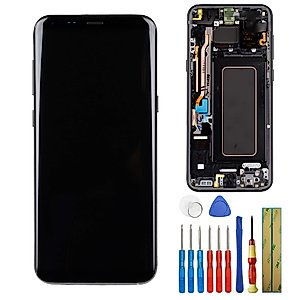 [No Fingerprint Support] New TFT LCD Screen Compatible with Samsung Galaxy S8+ Plus G955F G955P G955V G955T G955R4 LCD Touch Screen Display Assembly with Frame + Tools(Black)