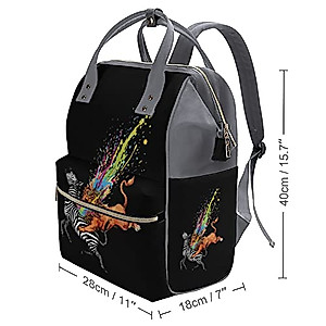 Lion Zebra Diaper Bag Backpack Large Capacity Mommy Bags Multifunction Nappy Bag Travel Back Pack Gray-Style