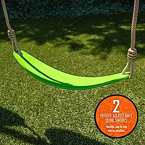 Jungle Warrior Anaconda Metal Swing Set with 45" Saucer Swing, 2 Sling Swings, Rock Climbing Wall and 5ft Slide with Slide