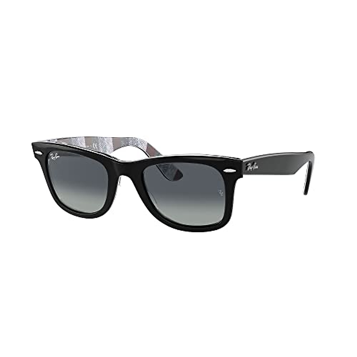 Ray-Ban RB2140 Original Wayfarer Square Sunglasses, Black On Chevron Grey/Burgundy/Light Grey Gradient Blue, 50 mm