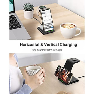 Wireless Charger Stand, CIYOYO 3 in 1 Fast Wireless Charging Station Dock for Apple Watch 8/7/6/SE/5/4/3/2, Airpods 3/2/Pro, iPhone 14/14 Plus/14 Pro Max/13/13 Pro/12/12 Pro/SE/X/XR/XS/8, Qi Phones