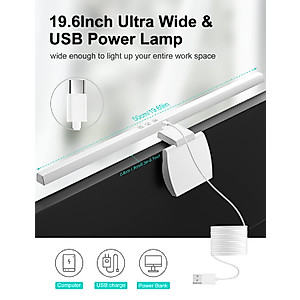 Kaulsoue Monitor Light Bar, Ultra-Wide 19.69" Screen Light Bar with Touch Control, Eye Care Monitor Lamp with 3 Color Modes, No Glare, USB Powered LED Desk Lamp for Office/Home/Study Room