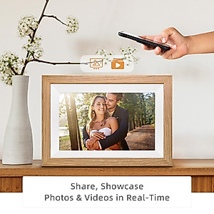 Eptusmey WiFi Digital Picture Frame with 32G Storage, 11.5" Digital Photo Frame with Load from Phone Capability, Share Photo via Frameo APP, Video Display, Gift for Mom, Log Color