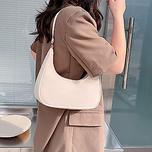 BMTLFG Shoulder Bags for Women, Women's Shoulder Handbags, Underarm Bag Crescent, Clutch Purse with Zipper, Retro Business Leisure Beige