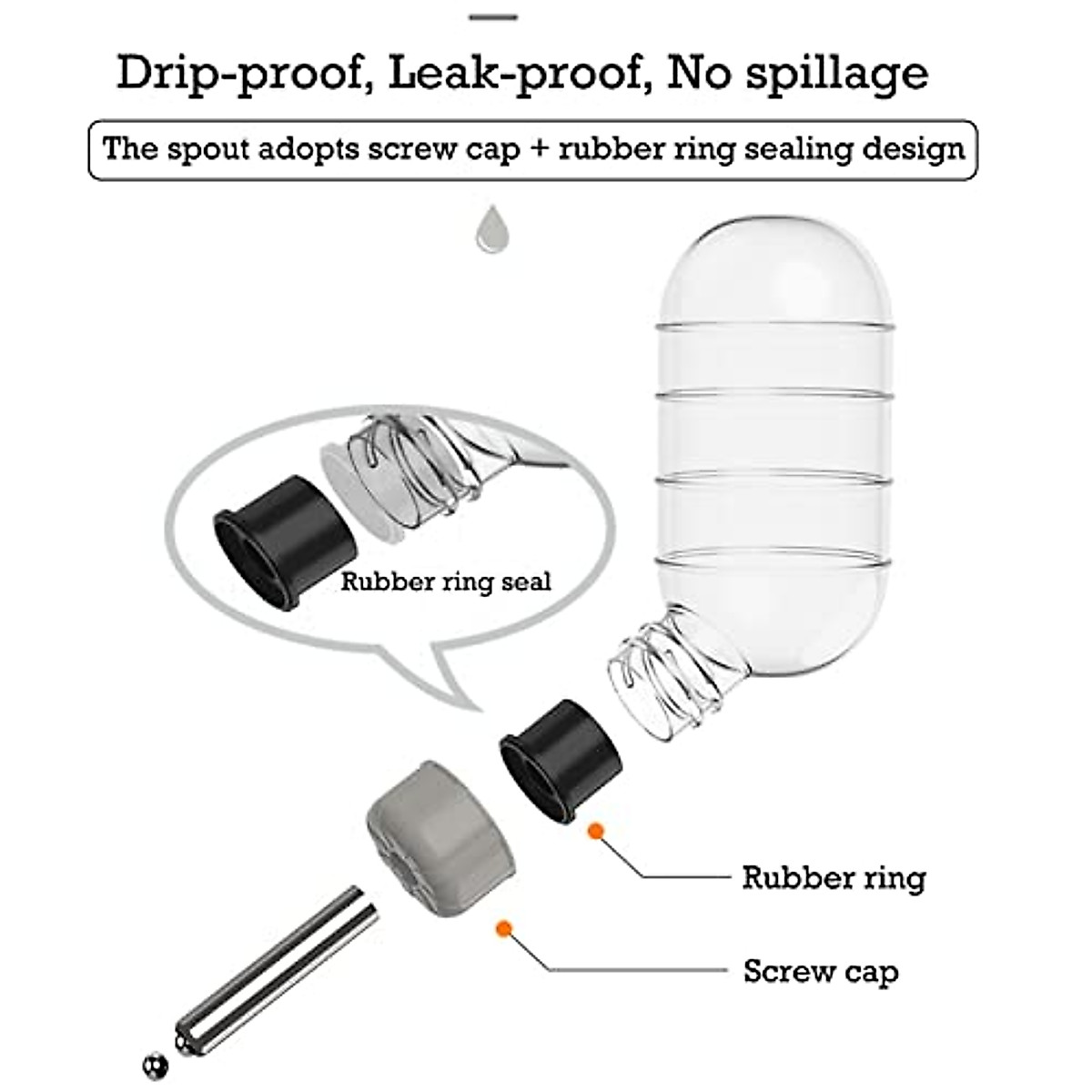 SEIS 3 in 1 Hamster Drinking Fountain Food Bowl and Hideout Small Pet Automatic Water Bottle Young Guinea Pig Water Dispenser for Gerbils Mice Juvenile Rat Chinchilla Ferret Hedgehog (Grey)