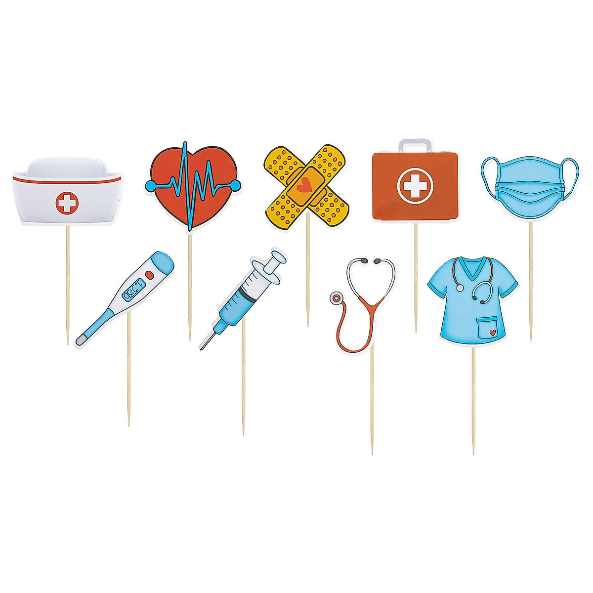 Gyufise 36Pcs Nurse Cupcake Toppers Nursing School Graduation Cupcake Picks for Medical Rn Nurse Grad Themed Birthday Party Cake Decorations Supplies