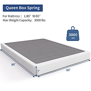 NOAH MEGATRON 7 Inch Box Spring Queen, Low Profile Metal Boxsprings/Mattress Foundation/Bunkie Board - 3000LBS Strong Steel Structure/Easy Assembly (Queen)