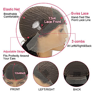 GLOWNINA Deep Wave Lace Front Wigs Human Hair 180 Density 13x4 HD Transparent Frontal Wigs Human Hair for Women Deep Curly Glueless Wigs Human Hair Pre Plucked with Baby Hair Natural Black 20Inch