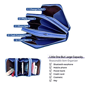 WITERY Touch Screen Cell Phone Bags for Women - Leather Travel Crossbody Cell Phone Purses Wallet with 2 Shoulder Straps & Credit Card Slots (Blue)