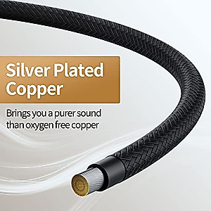 HiFind 3.5mm to 6.35mm Stereo Audio Cable 4 Ft (Hi-Fi Sound-Silver Plated Copper-Spring SR-Braided) 3.5 mm 1/8" TRS Male to 6.35 mm 1/4" TRS Male Bidirectional Cable for Guitar,Home Theater,Speaker