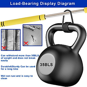 Frebuta Clothes Hook Pole, 51In Closet Reacher Pole Stainless Steel Garment Hook Pole S Hook For Plants Hang Light Rod Soft Sponge Handle Studiness& Durability Lightweight (Yellow Black)