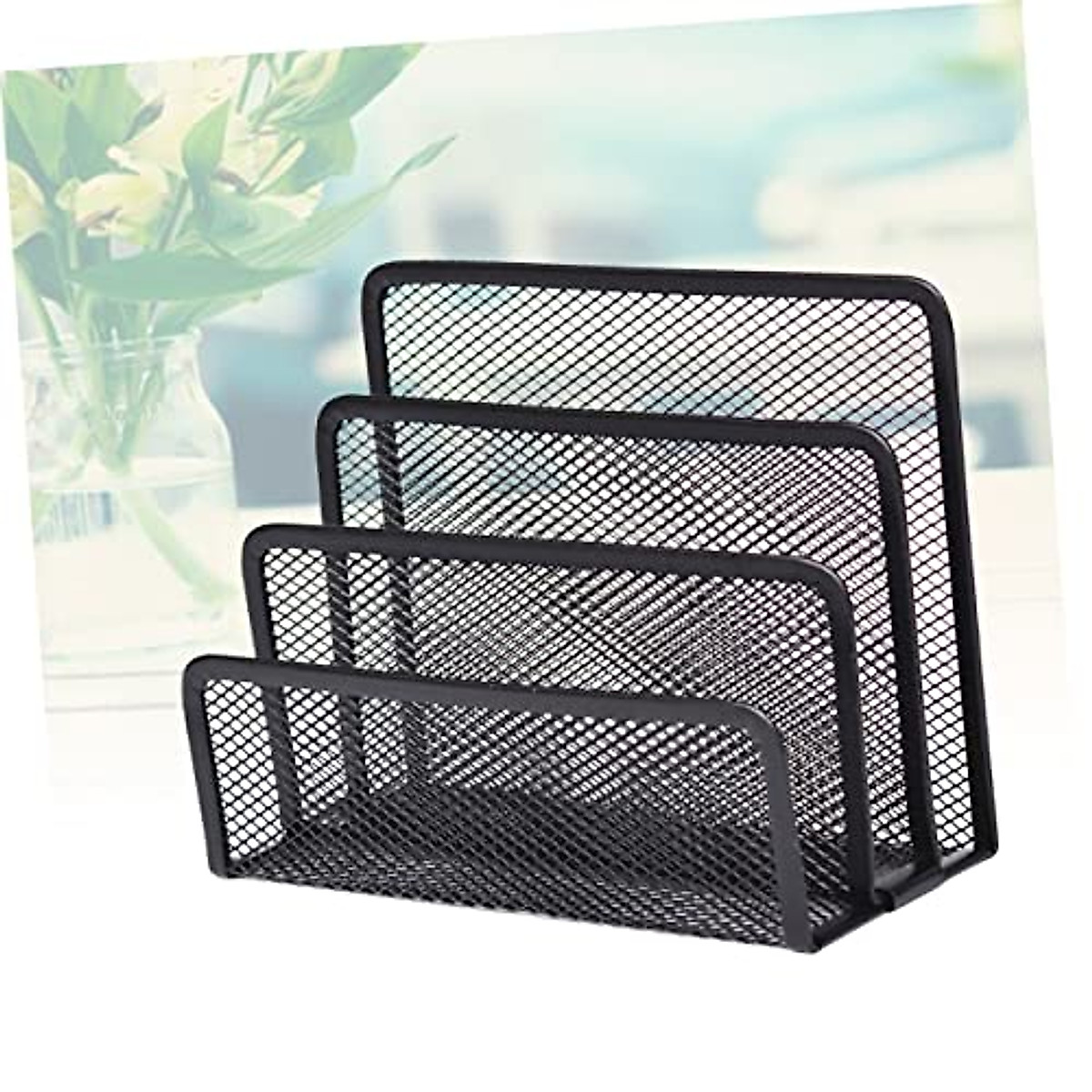 NUOBESTY School Metal Paper Holders Collection Folders Stacking Desktop Record Mail Folder Mesh Countertop Cell Duty Filing Desk Bill Organizer Holder Compartments Rack Letter Tray Home