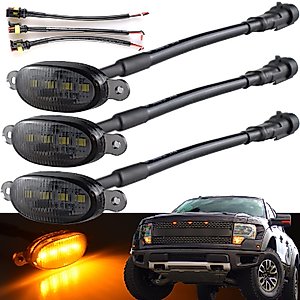 Boigoo Front Grill Lights compatible for Ford Raptor F150 Grilles 2010-2014 & 2017-up, Yellow LED Parking/Running Amber Light, Not for Aftermarket Grille | 2011 2012 2013 2018 2019 2020 2021