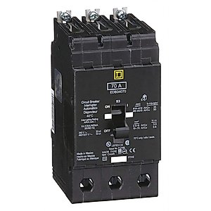 SCHNEIDER ELECTRIC 480Y/277-VOLT 70-AMP EDB34070 Miniature Circuit Breaker 480Y/277V 70A, Black