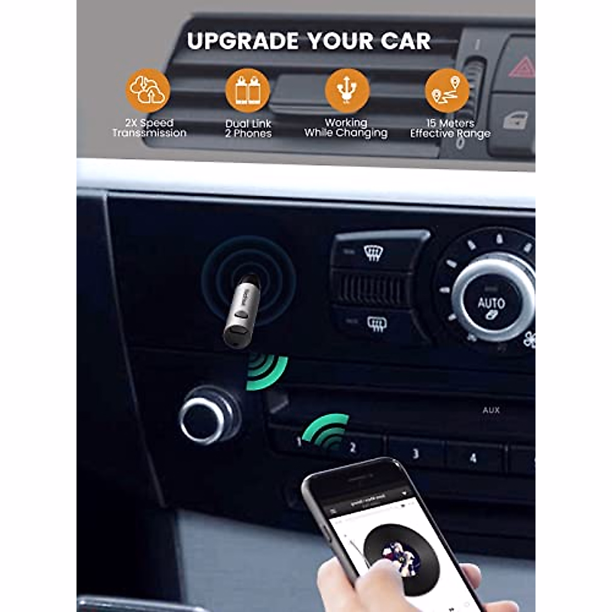 Bluetooth 5.0 Receiver, MaedHawk Bluetooth Aux Adapter Portable Wireless Audio Car Kit with 3.5mm Jack for Home Music Streaming Stereo Headphones Speakers